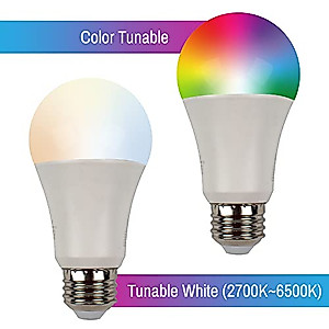 CLEANLIFE Smart Gen 2 A19 LED Bulb - RGB + Tunable White Smart Bulb with WiFi & Bluetooth Light Control - App Controlled, Programmable LED Lights - Pack of 2 9W Dimmable LED Light Bulbs