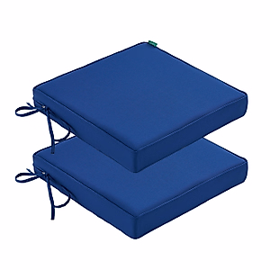 YOOZEKU Patio Chair Cushions Waterproof Outdoor Seat Cushions for Patio Furniture Set of 2 with Ties, 24 x 24 Inch, Navy Blue