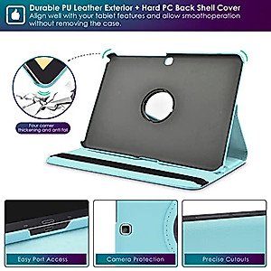 DETUOSI Rotating Case for Samsung Galaxy Tab 4 10.1" 2014 (SM-T530), 【Auto Sleep/Wake】 360 Degree Swivel Multi-Angle Stand Folio Leather Book Cover + Protective Hard Back Shell + Elastic Band Closure