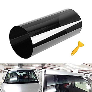 GreceYou Self Adhesive 5% Solar Film for Car WindscreenTinted in Black Clear Solar Film Anti-UV Sun Shade, DIY Car Front Windshield Protect Shade Sticker, 20cmx150cm