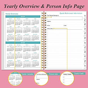 2024-2025 Planner - Weekly & Monthly Planner Spiral Bound, Planner 2024-2025 from July 2024 - June 2025 with Monthly Tabs, Inner Pocke, 6.4" x 8.5", Pink