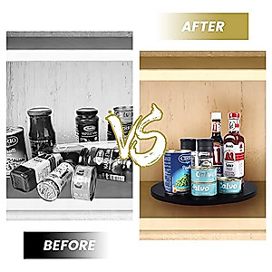 Lazy Susan Kitchen Cabinet Organizer - 12" Bamboo Lazy Susan Turntable for Cabinet Pantry Table or Countertop Organization and Storage, Black