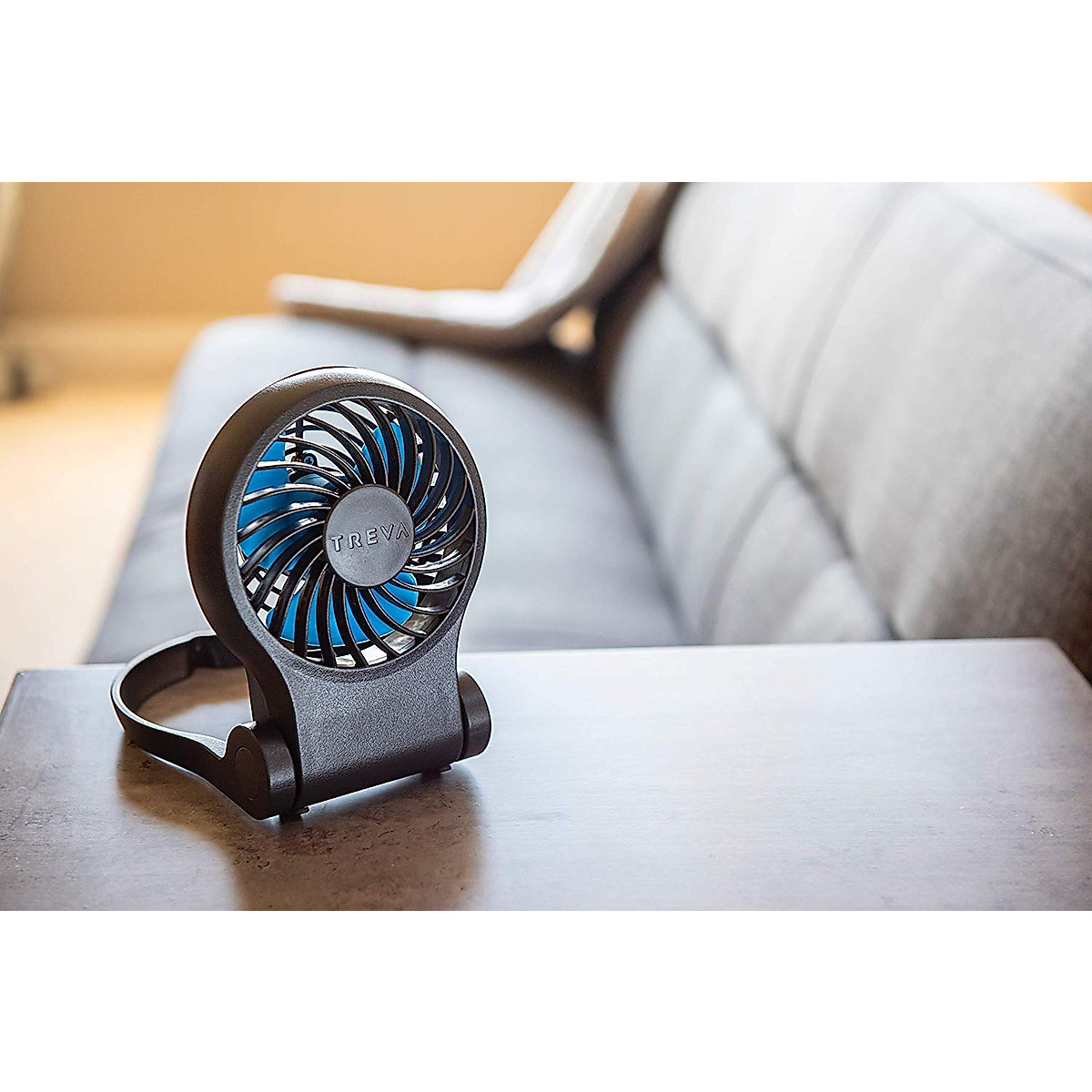 Treva 3.5 Inch Portable Desk Fan with USB Port - Small, Compact, Powerful Airflow, AC Adapter Included