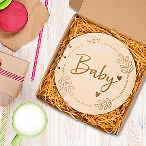 Fuceury Wood Baby Shower Guest Book, Oh Baby Guest Advice Book with Blank Pages Baby Shower Sign in Guest Book for New Parents