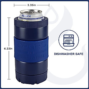 Opard 5 in 1 Freezable Can Cooler, Double-wall Insulated Stainless Steel Can Cooler for 12oz Slim and Standard Can, 16oz Can, 12oz Beer Bottle (Navy)
