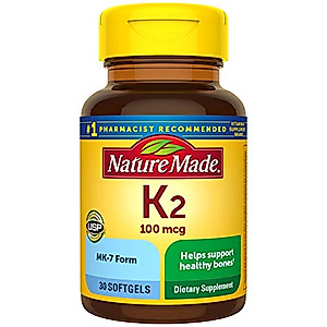 Vitamin K2 100 mcg Softgels, 30 Count for Bone Health