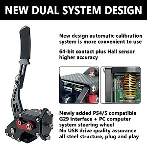 CXCESNS USB PS 4/5 handbrake Compatible with Logitech G29 Steering Wheel, 64-bit USB PC handbrake Applicable for simulated racing games with clip and Sim Card, 11.8" (PC+PS 4/5 system only)