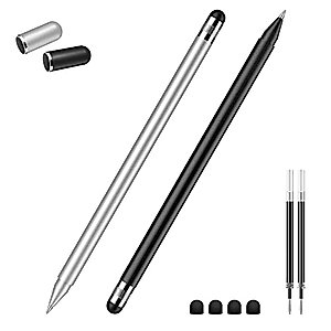 Stylus Pens for Touch Screens - Digiroot 2 in 1 Universal Stylus Rollerball Pen, Sensitive and Durable, Compatible with iPad/iPhone/Samsung/Tablet(2 Pack Stylist Pens)
