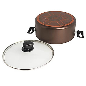 IMUSA USA 5 Quart Talent Master Line Nonstick Dutch Oven with Glass lid & Thermal Signal, Brown, (IMU-20077)