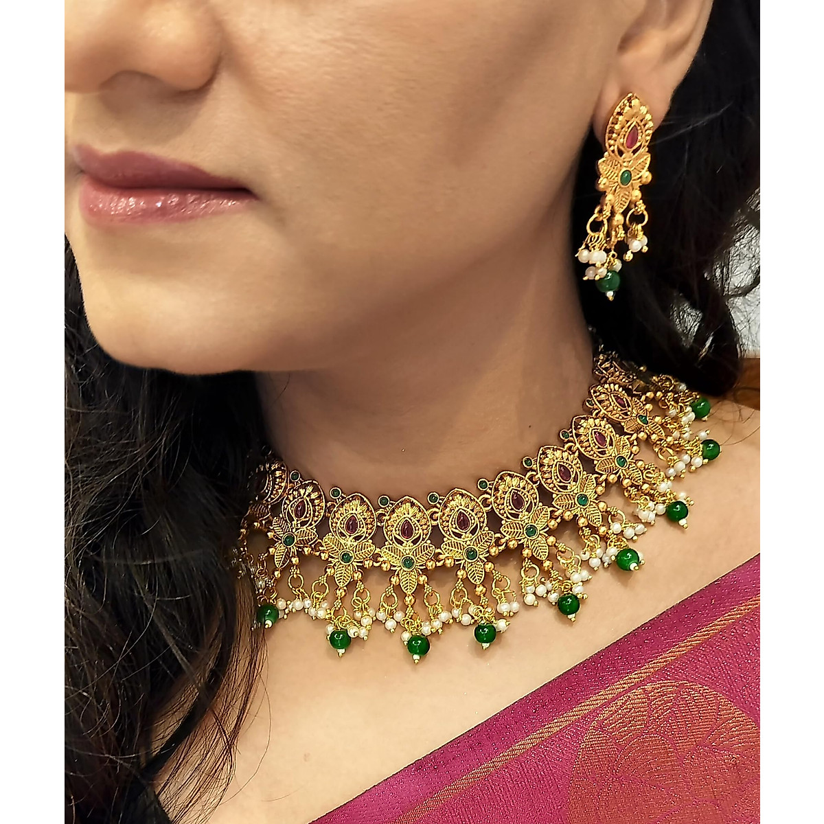 Efulgenz Indian Bollywood Traditional Gold Tone Crystal Faux pearl Kundan Wedding Strand Necklace Earrings Jewelry Set, Metal, No Gemstone