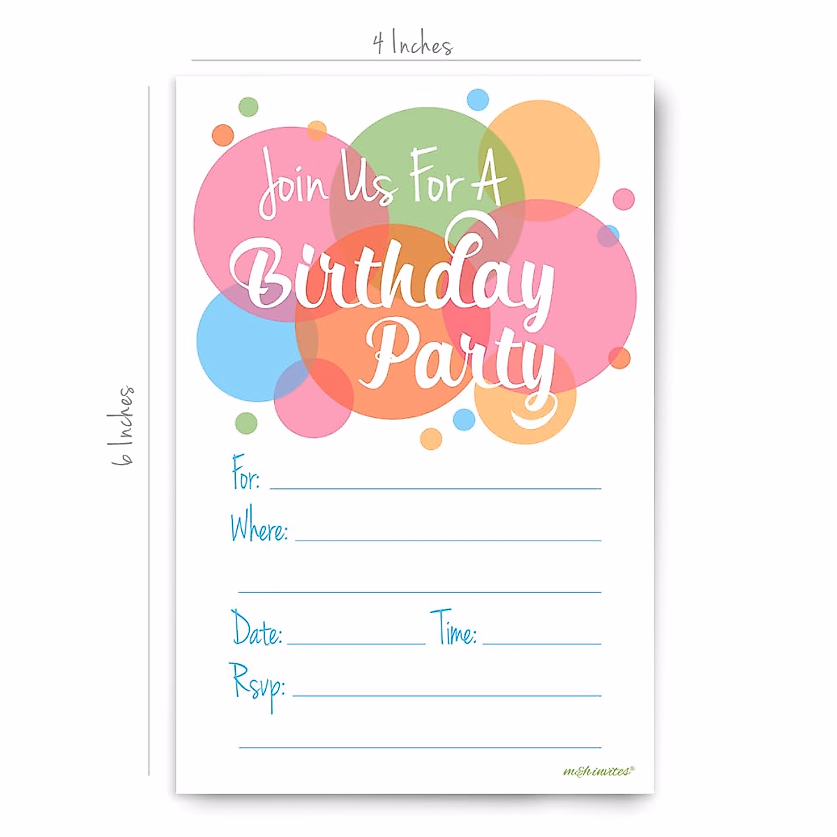 Happy Dot Birthday Party Invitations - Fill In Style (20 Count) With Envelopes