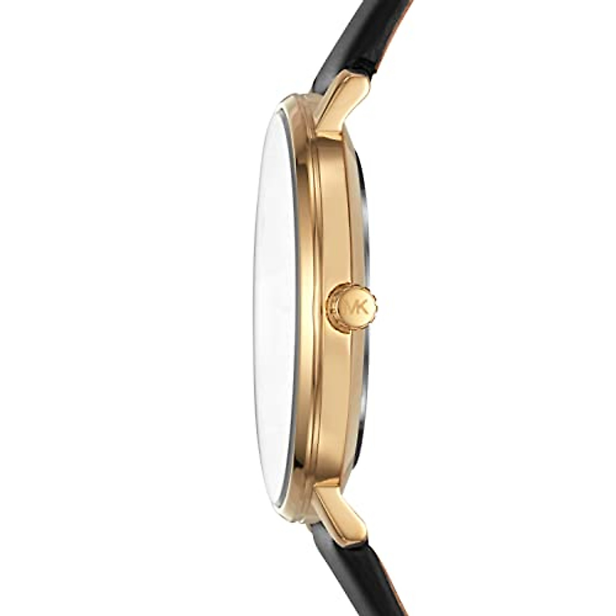 Michael Kors Women's Pyper Stainless Steel Quartz Watch with Leather Strap, Gold/Black, 18