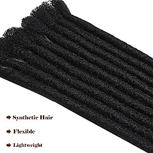 Noverlife 10 Strands 20cm/7.87" Black Backcomb Twisted Dreadlock Extensions, Single End Synthetic Dreadlocks Accessories, Jamaica Punk Hip-Hop Reggae Hair Braiding Wigs Faux Locs Dreads for Men Women