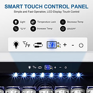 Tylza Beverage Refrigerator 24 Inch, 190 Can Built-in/Freestanding Beverage Cooler Fridge with Glass Door and Advanced Cooling Compressor for Beer and Soda or Wine, Low Noise, 37-64 F