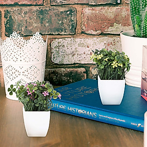 Cabilock 2Pcs Artificial Flowers Potted Plants Fake Greenery Shrubs Plants for Kitchen Home Wedding Office Garden Decor Pink Yellow