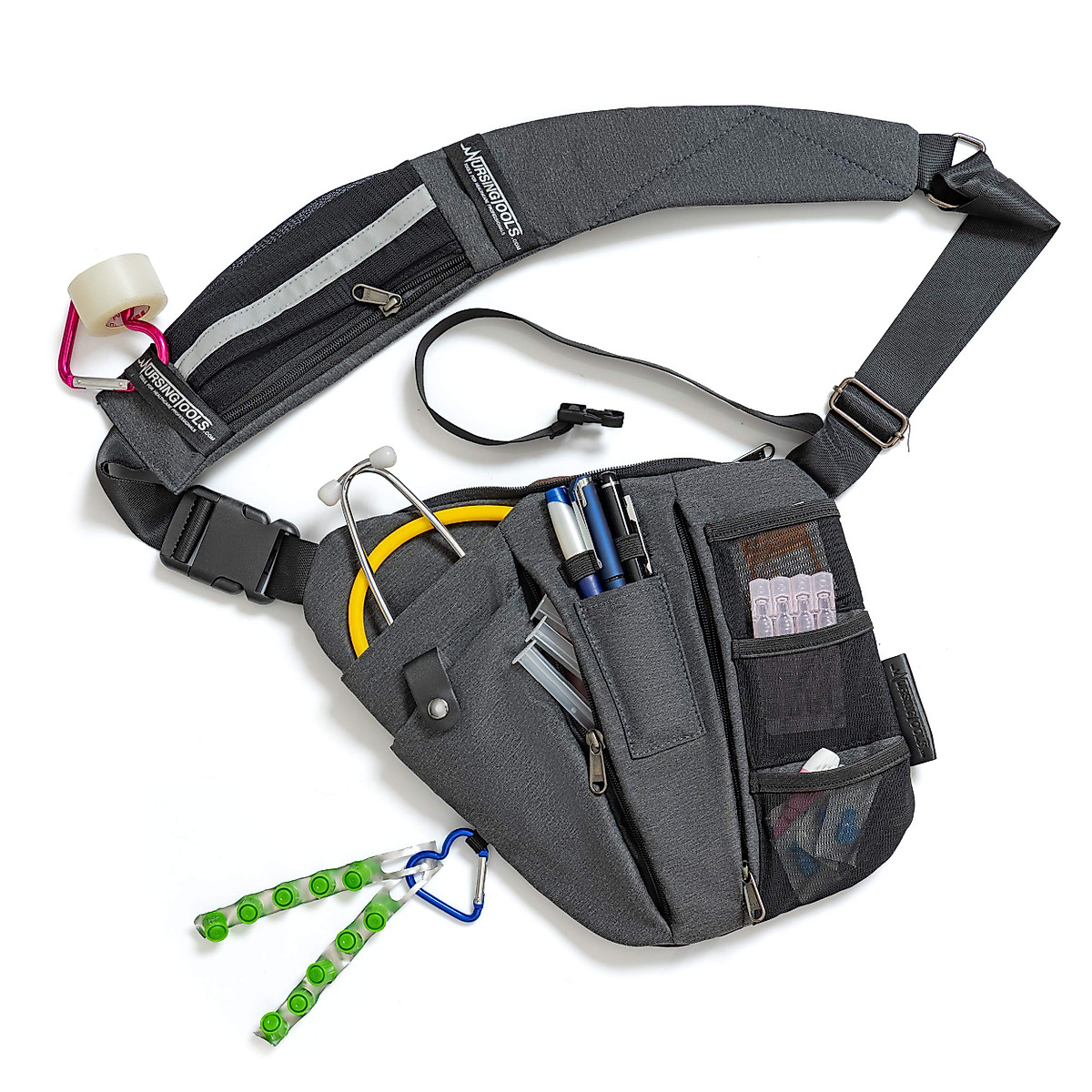 Crossbody Fanny Pack with Holder for Stethoscope, Tape, & Bandage Scissors - Storage for Emergency Supplies - Organizer Bag for Nurses, Student & Medical Professionals