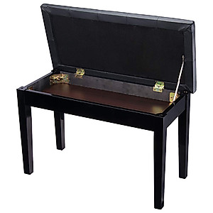 AW Piano Bench Stool Dual Leather Padded Keyboard Organ Duet Chair Seat Double Throne Storage Capacity 400 lbs 29.3x13.3x19 Black