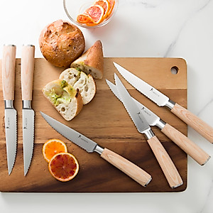 Kangdelun 15-Piece Wood Handle Block Knife Set, Ultra Sharp High Carbon Stainless Steel