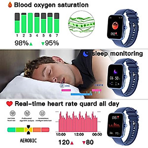 Smart Watch, Full Touch Smart Watches for Men Women Answer/Make Calls, Fitness Tracker with Heart Rate Sleep Monitor Step Counter, Multi-Sports Modes, IP68 Activity Trackers for Android iOS Phones