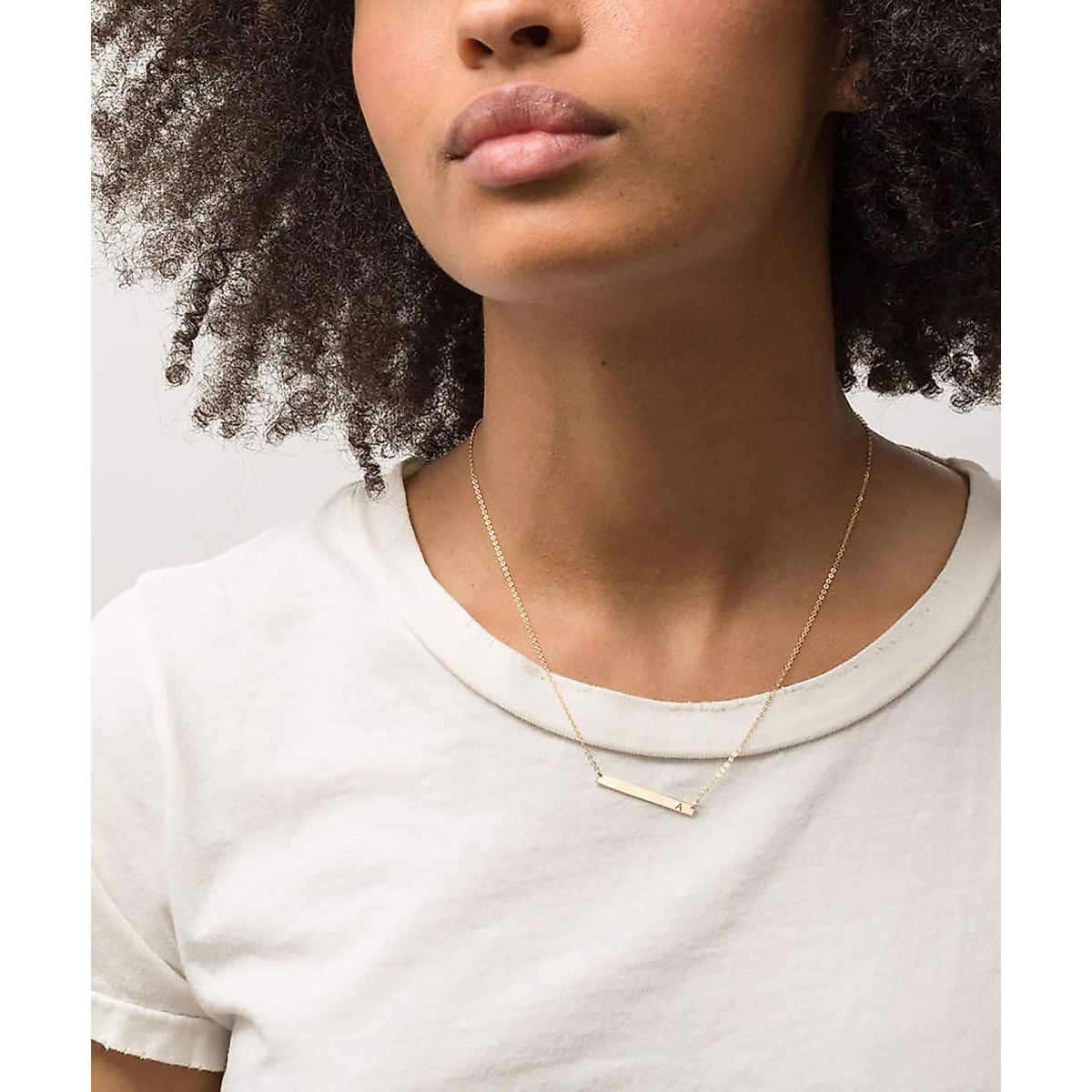 MOMOL Bar Pendant Initial Necklace, 18K Gold Plated Stainless Steel Bar Necklace Dainty Delicate Initial Necklace Simple Personalized Name Letter C Necklace for Women