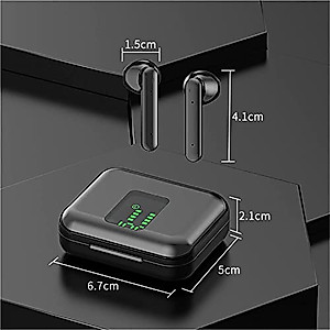 Wireless Earbuds, LED Bluetooth 5.1 Earbuds HiFi Sterero, IPX5 Waterproof Touch Control True Wireless Earbuds with Microphone, Bluetooth Headphones for Sport and Working Black