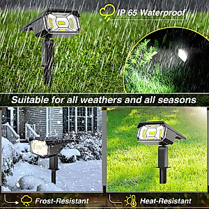 Pesivi Solar Spot Lights Outdoor, 40 LEDs Landscape Lighting Spotlights, Adjustable 2-in-1 USB & Solar Powered IP65 Waterproof Garden Light for Yard Backyard Walkway Driveway Patio Pool Trees, 4 Pack