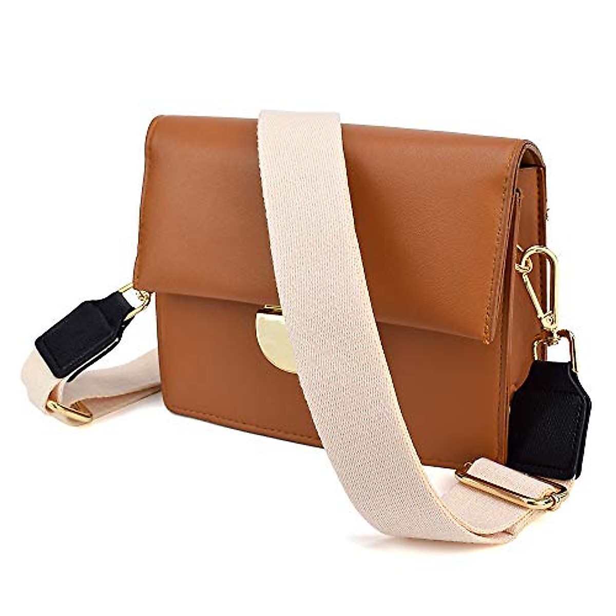 Bag/Purse Strap Replacement Crossbody Shoulder For Women Adjustable Jacquard Woven Guitar Strap Style (Apricot)