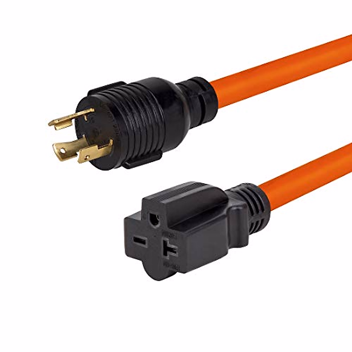 1FT Nema L6-30P 30-Amp Twist Locking Plug Male to 6-20R T-Blade adapter, STW 12-AWG 30A Generator 250V to 20A 250V 6-20/15R Adapter, L6-30 to 6-20R (6-15) Adapter