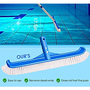 TidyMister Pool Brushes for Cleaning Pool Walls Strong Pool Brush Head for Inground & Above Ground Pools 90 Degrees 17.5'' Pool Scrub Brush for Corners, Curves,Steps,Ladders,Professional Pool Cleaner