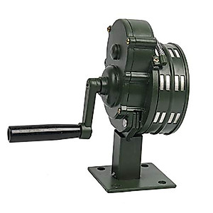 YaeGarden Base Mount Air Siren Alarm Air Raid Sirens Manual Crank Siren 110±2dB Base/Table Mount Hand Crank Manual Operated Metal Alarm/Siren (Air Raid)