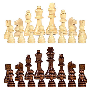 AMEROUS Wooden Chess Pieces Only, Tournament Staunton Wood Chessmen with 3.5 inches King, Chess Game Pawns for Chess Board Game, Replacement of Missing Pieces (2 Storage Bag Included)