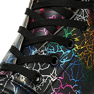 Risup Roller Skates for Women and Men Cowhide High-Top Shoes Classic Double-Row Roller Skates Four-Wheel Roller Skates for Men Girls Unisex (Lightning Black Flash Wheel,44=US:9)