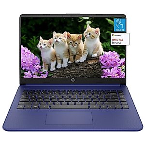 HP 14" Touchscreen Laptop, Intel Dual-Core N4020, 16GB RAM, 192GB Storage(64GB eMMC+128GB Micro SD), Webcam, 1Yr Office w/Accessories(Blue)