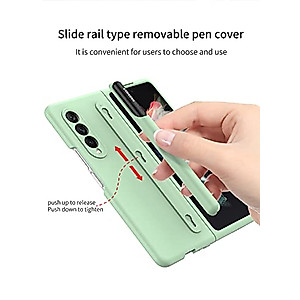 BAILI Z Fold 3 Case with Pen Holder,Liquid Silicone Shockproof Protective Galaxy Z Fold 3 Case Cover, Silky and Soft Touch, Slide Rail Type Removable Pen Cover for Samsung Z Fold 3 Case-Cool Black