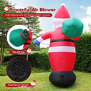 8 FT Christmas Inflatable Santa Claus Outdoor Decorations, Blow Up Santa Claus with Gifts Bag, Giant Santa Carrying Present Sack, Built-in LED Light, Xmas Outside Decor for Front Back Yard Garden Lawn