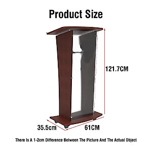 Large Podium Wooden Pulpits with Open Storage Shelves and Casters Lecterns Floor-Standing Presentation Stand Speaking Lectern