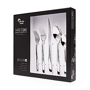 Divitis Home Sirius Silverware Set 20 Piece, 18/10 Stainless Steel Set for 4 (Dinner Spoons, Dinner Forks, Salad Forks, Dinner Knives, Teaspoons), Flatware Set, Cutlery Set, Forks and Spoons Set