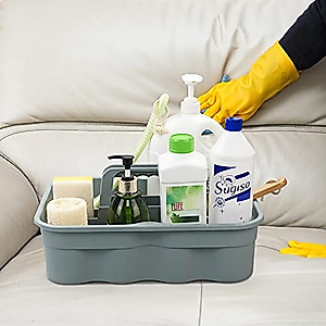 Kekow 4-Pack Plastic Storage Caddy, Carry Caddy with Handle, Gray