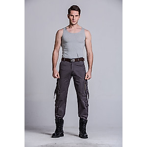 Keybur Men's Cotton Casual Military Army Cargo Camo Combat Work Pants (36, Gray)