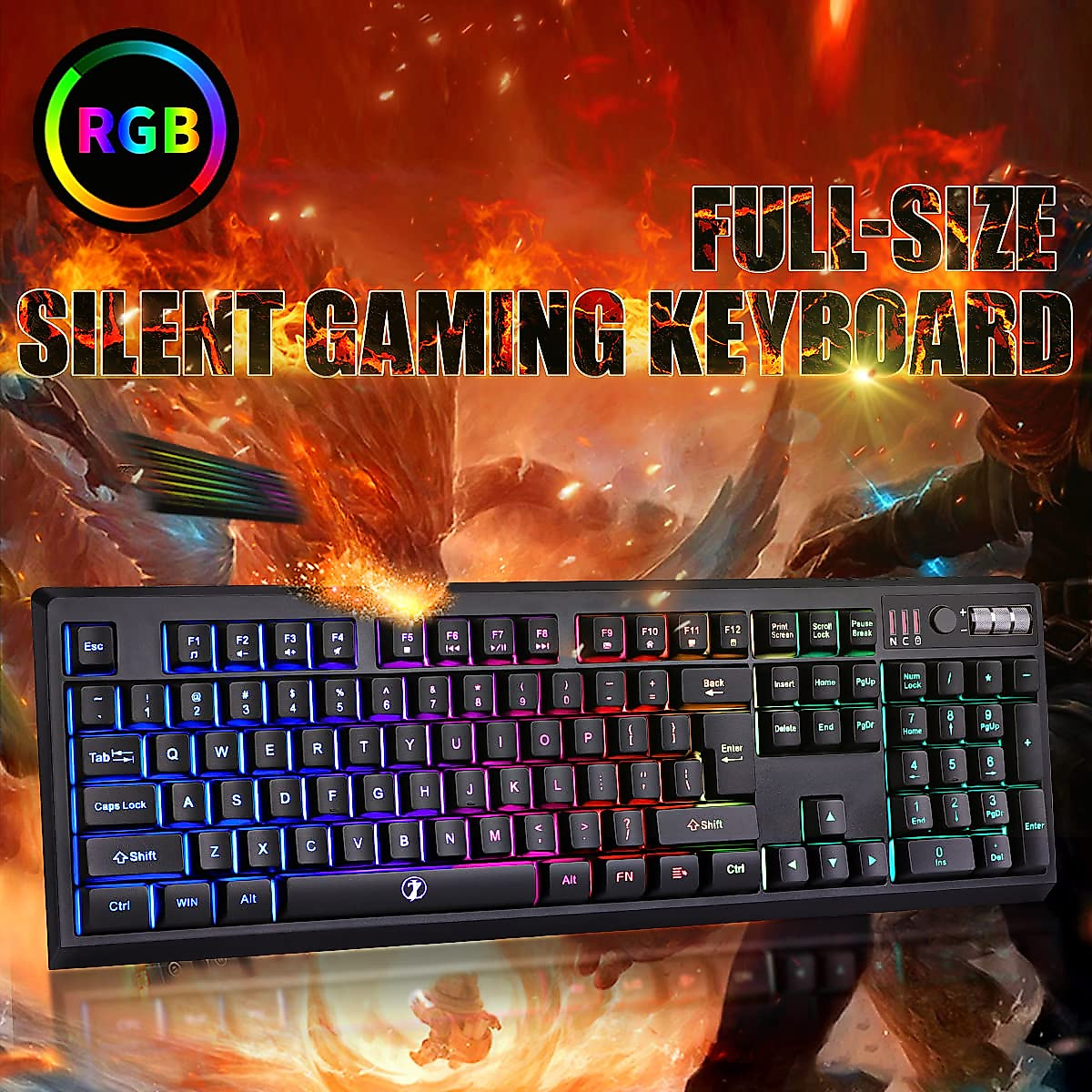 ZJFKSDYX C104 Wireless Gaming Keyboard and Mouse Combo - RGB Backlit, Mechanical Feel, Anti-ghosting, Rechargeable Battery, 7D 3200DPI Mice for Gamers