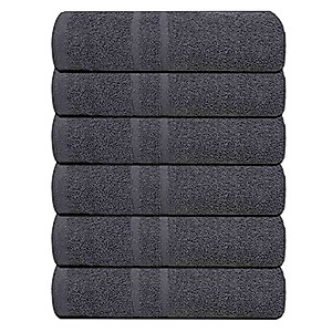 Pristine Linen Bath Towels, 100% Cotton Grey, 24 x 44 Inches Towels for Bathroom, Pool Towels, Large Quick Drying Hotel Towels, Gym Towels, Towels for Spa, Pack of 6, Ideal for Every Day use