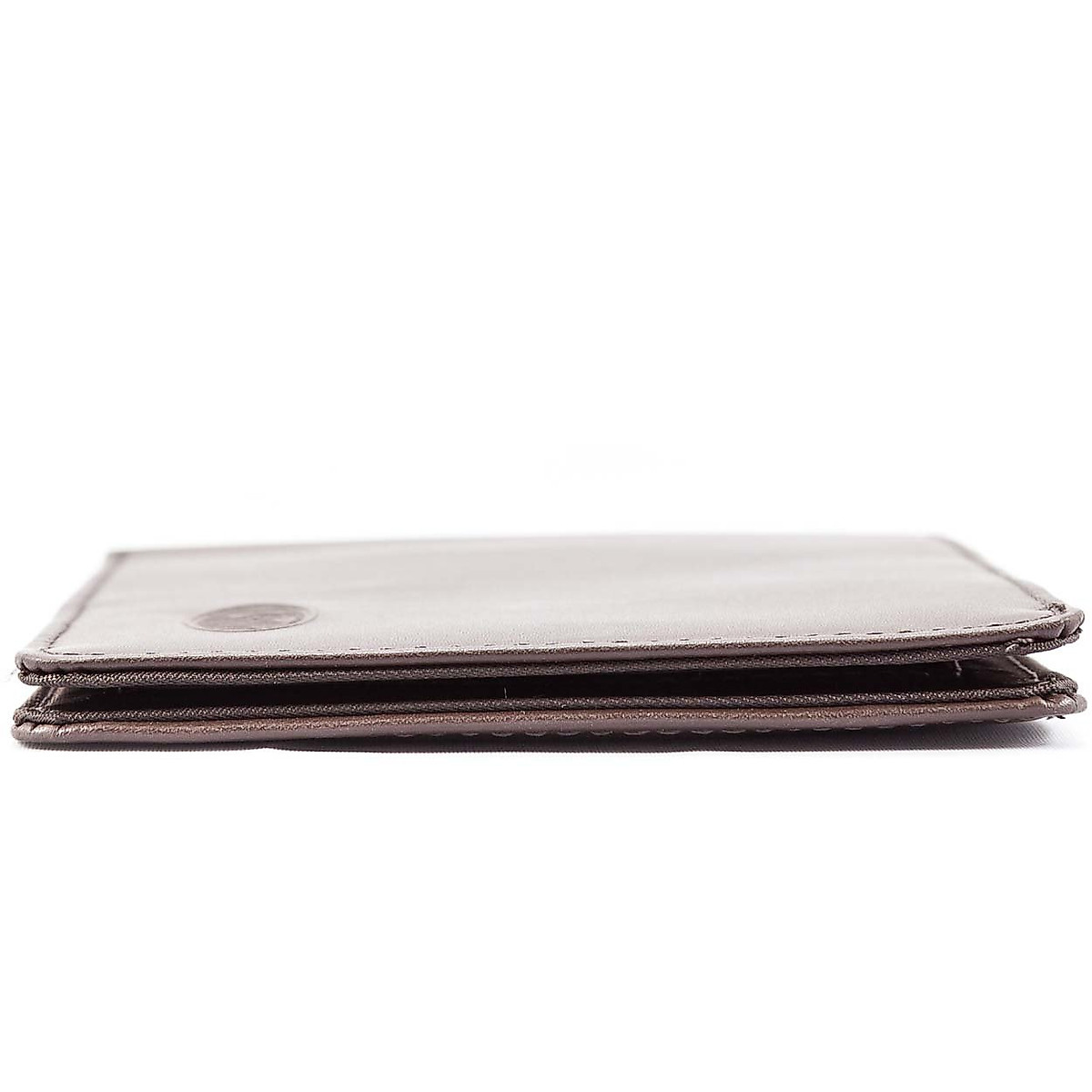 Big Skinny Men's Super Stretch Skinny Leather Bi-Fold Slim Wallet, Holds Up to 30 Cards, Brown (SKNYLSSBR)