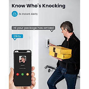 ieGeek Doorbell Camera Wireless No Subscription - Wireless Video Doorbell with Chime, Doorbell with Camera 1080P FHD, Voice Changer, 2-Way Audio, PIR Motion Detection, 2.4Ghz WiFi, Works with Alexa