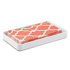 iDesign Gia Metal Guest Towel Tray, Non-Slip Vanity Board for Bathroom, Kitchen, Office, Craft Room, Countertops, Closets, 9.62" x 5.62" x 1.07", White