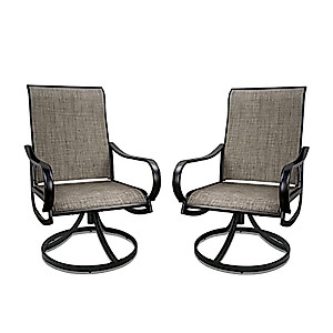 MEOOEM Patio Dining Swivel Chairs Set of 2 Outdoor Rocker Chairs with Mesh Fabric, Weather Resistant Furniture for Garden