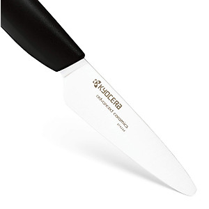 Kyocera Advanced Ceramics – Revolution Series 3-Piece Ceramic Knife Set: Includes 6-inch Chef's Knife; 5-inch Micro Serrated Knife; and 3-inch Paring Knife; Black Handles with White Blades