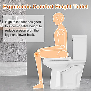 17.5" Extra Tall Toilets, 12" Rough-in Tall Toilet | Toilets For Bathrooms Comfort Height Elongated, 1.28gpf Single Flush Two Piece Toilet Extra High Toilets For Seniors & Disabled & Pregnant Women