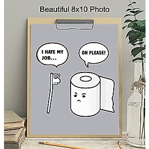 Bathroom Typography Art Print Wall Art Poster - Chic Modern Home Decor for Bath - Makes a Great Gag Gift or Funny Housewarming Gift - 8x10 Photo- Unframed