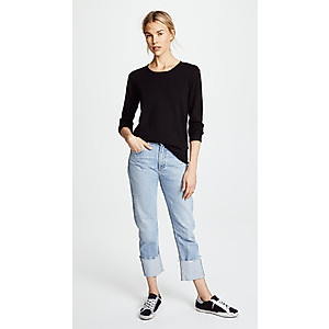 Monrow Women's Supersoft Crew Neck Sweatshirt, Black, Extra Small