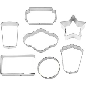 Hollywood Movie Theater Cookie Cutter 7 Piece Set from The Cookie Cutter Shop - Movie Reel, Star, Ticket, Popcorn, Soda Cup, Chocolate Bar/Box of Candy Cookie Cutters – Tin Plated Steel Cookie Cutters